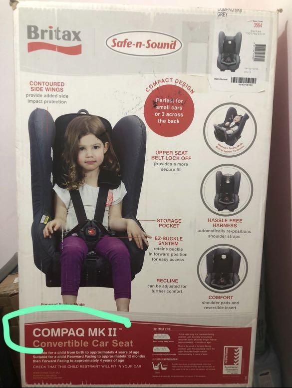 Britax compaq mkII - convertible car seat with box, Babies & Kids ...