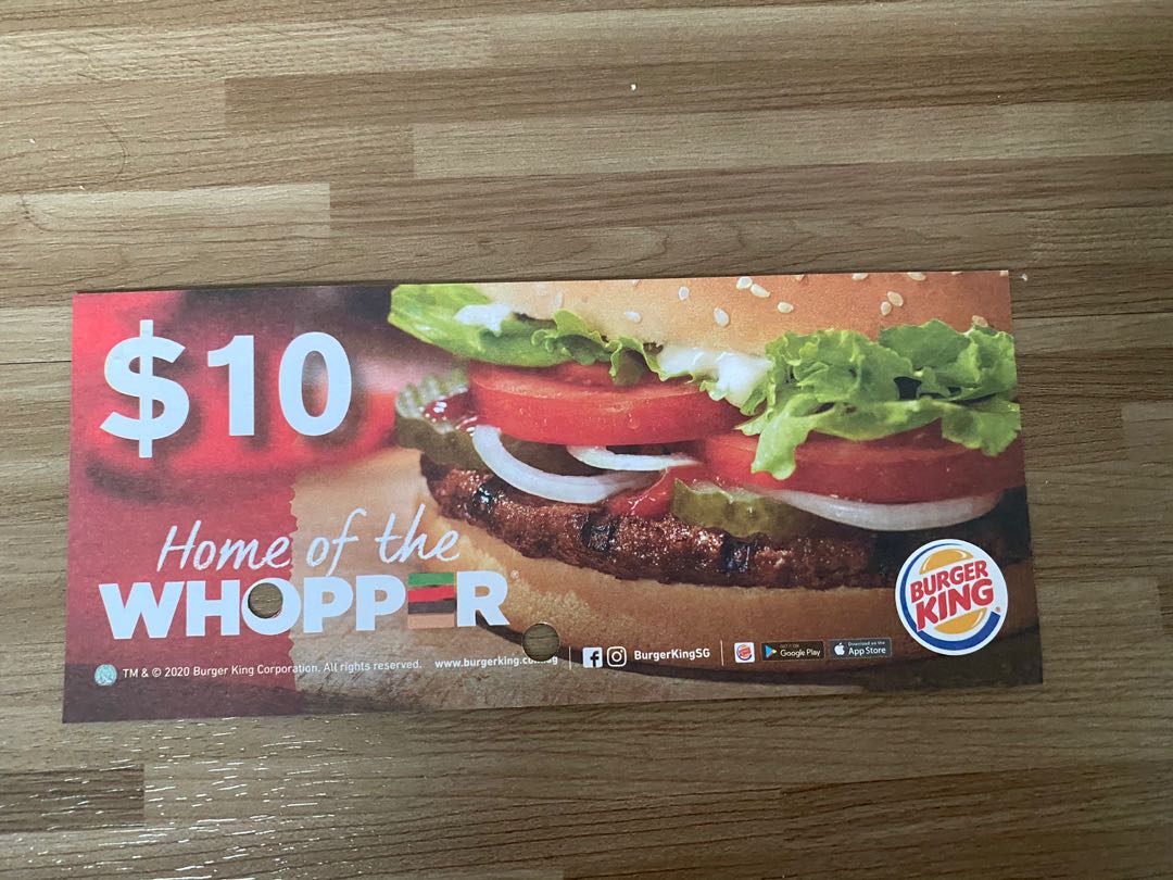 Burger King Food Voucher ($100 worth for just $90), Food & Drinks ...