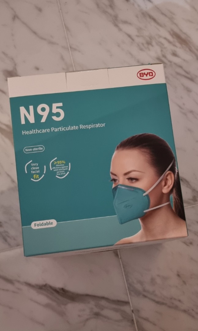 BYD N95 masks 25 pieces, Health & Nutrition, Face Masks & Face Shields ...