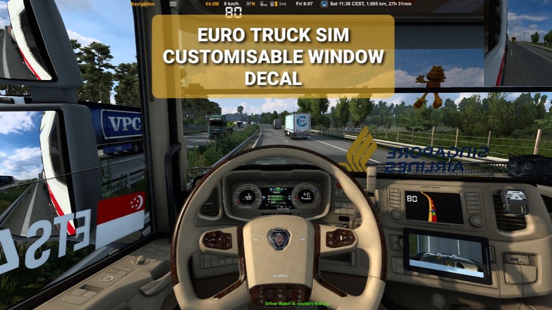ETS2 CUSTOMISABLE WINDOW DECAL (MOD), Video Gaming, Video Games, Others ...