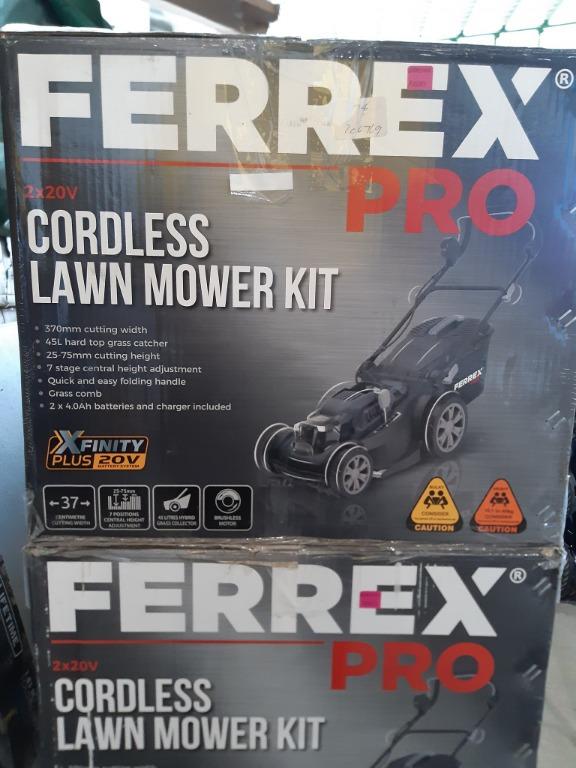Ferrex Pro 2x20V Cordless Lawn Mower Kit, Furniture & Home Living ...