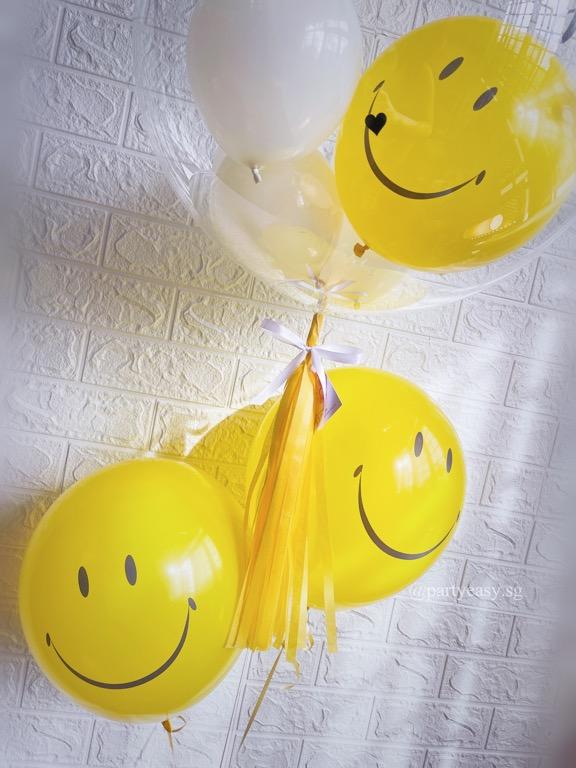 [Helium Inflated] Customised Smiley Happy Face 24inch Bubble Balloon ...