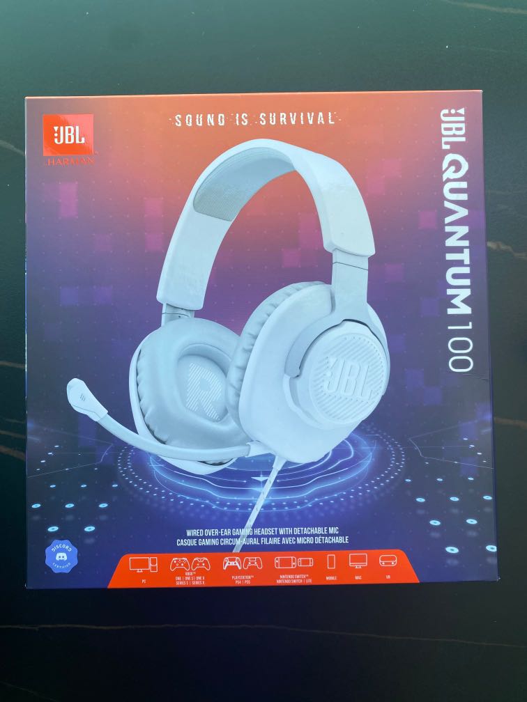 JBL Quantum 100 ( White), Audio, Headphones & Headsets on Carousell