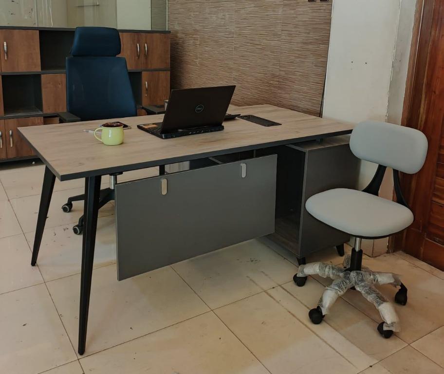 L shape table with built in cabinet / office table, Furniture & Home ...