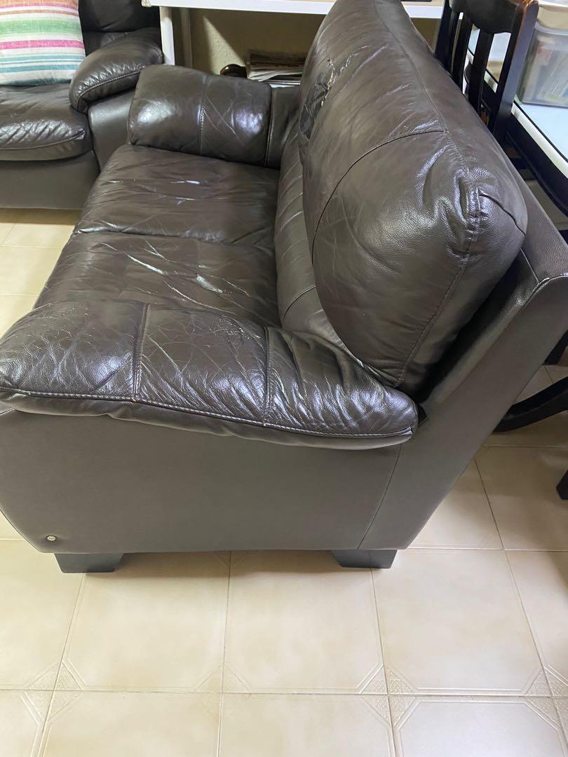 Leather 2 seater sofa (bottom is faux leather), Furniture & Home Living ...