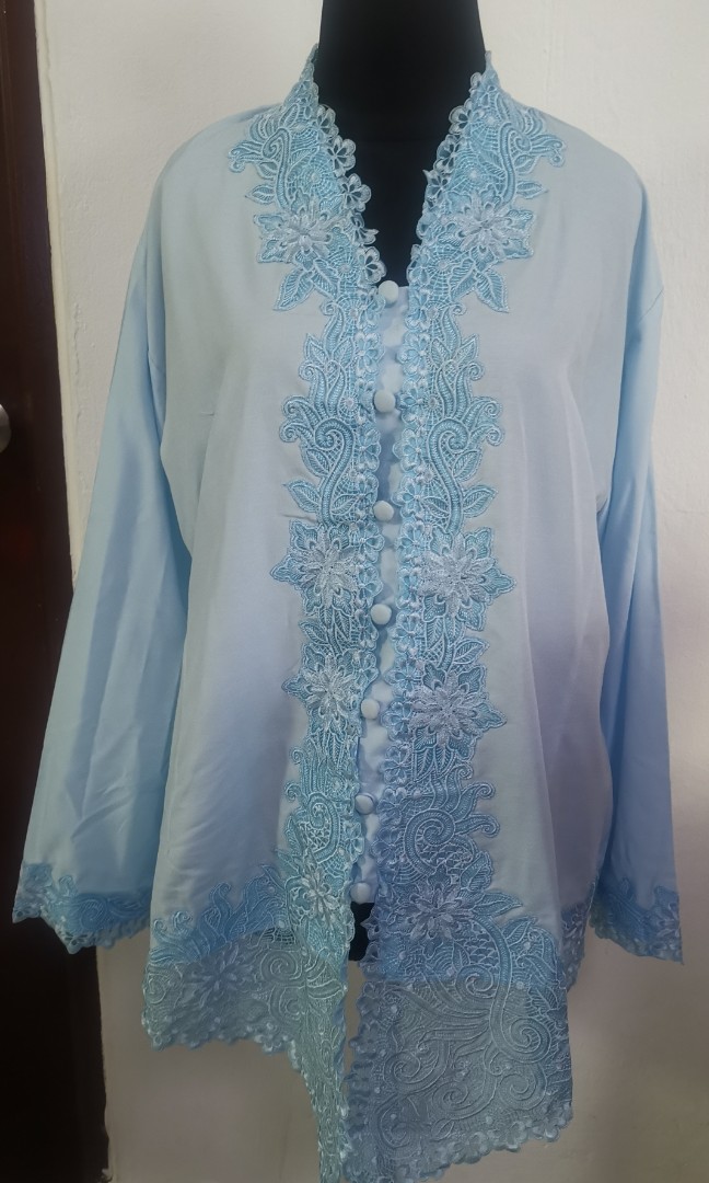 Light blue kebaya top, Women's Fashion, Muslimah Fashion, Tops on Carousell