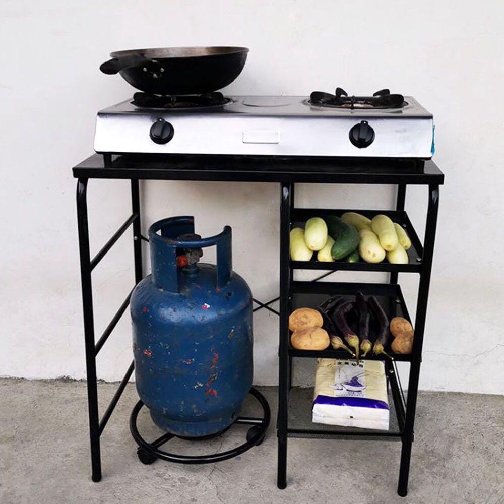 Metal Gas Stove Stand Rack, Kitchen Rack/ Storage Rack With LPG Roller ...