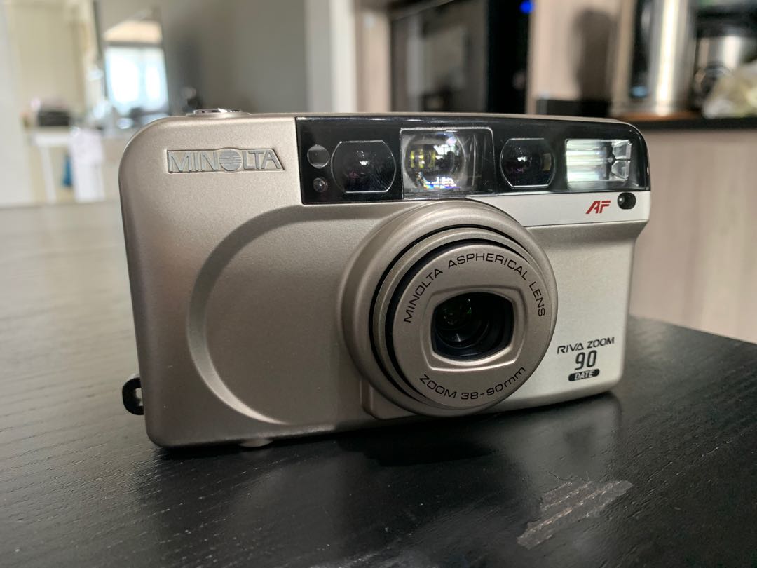 Minolta Riva Zoom 90 Film Camera, Photography, Cameras on Carousell
