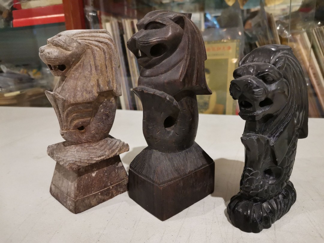 Old Merlion statue x3, 2 x wooden, 1xstone, Hobbies & Toys, Memorabilia ...