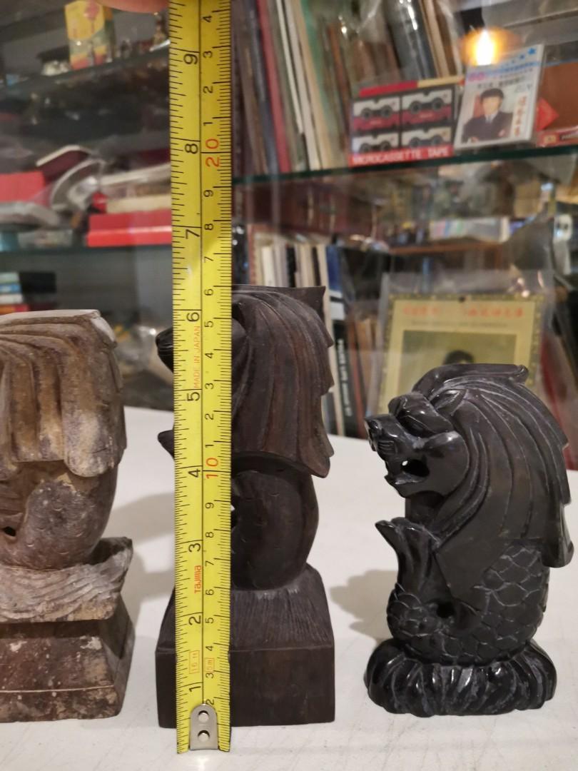 Old Merlion statue x3, 2 x wooden, 1xstone, Hobbies & Toys, Memorabilia ...