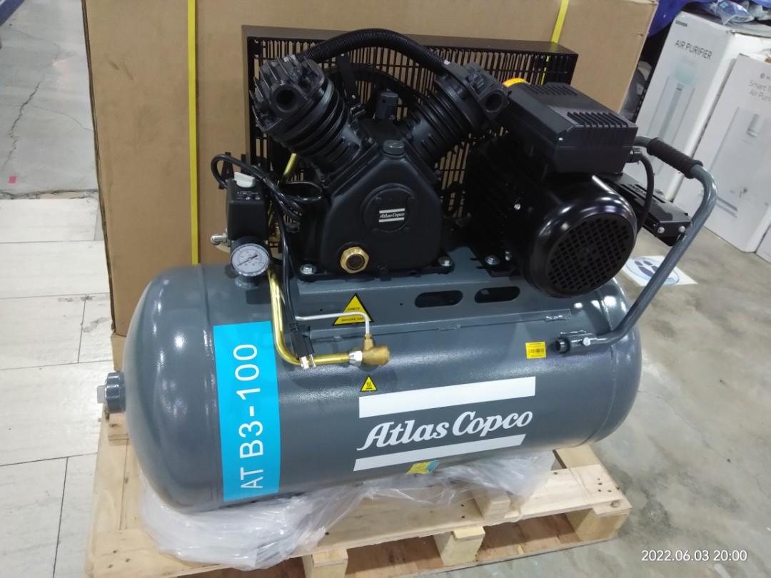 Piston type air compressor 3hp ATB 3-100 atlas copco 145PSI, Commercial ...