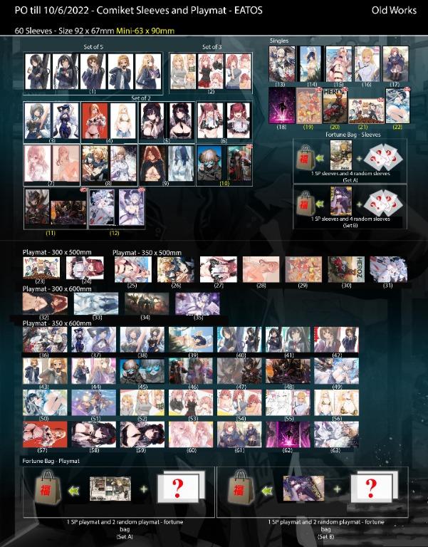 [PO till 10 June 2022 - EATOS] Comiket card Sleeves and Playmat and Fortune bag Genshin Spy x ...