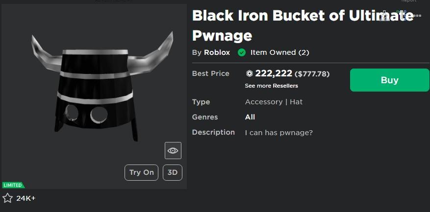 ROBLOX LIMITED ITEM BLACK IRON BUCKET BIB CHEAPEST IN MARKET, Video ...