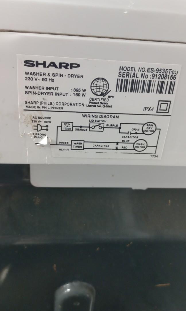 Sharp giga wash twintub 9.5kg, TV & Home Appliances, Washing Machines ...