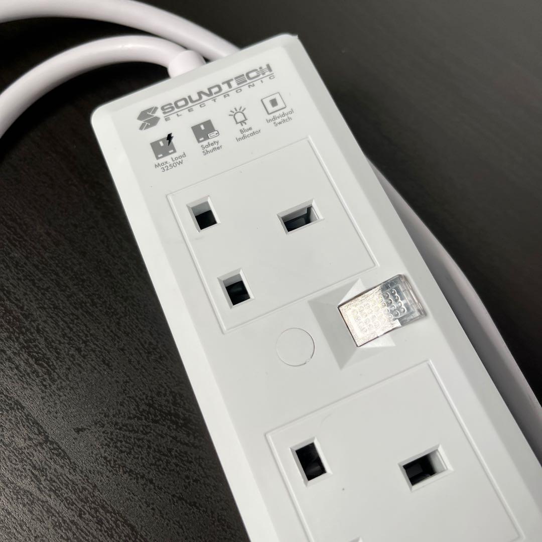 Sound Tech Electronic 5 Way Safety Extension Cord Socket 2M With Surge ...