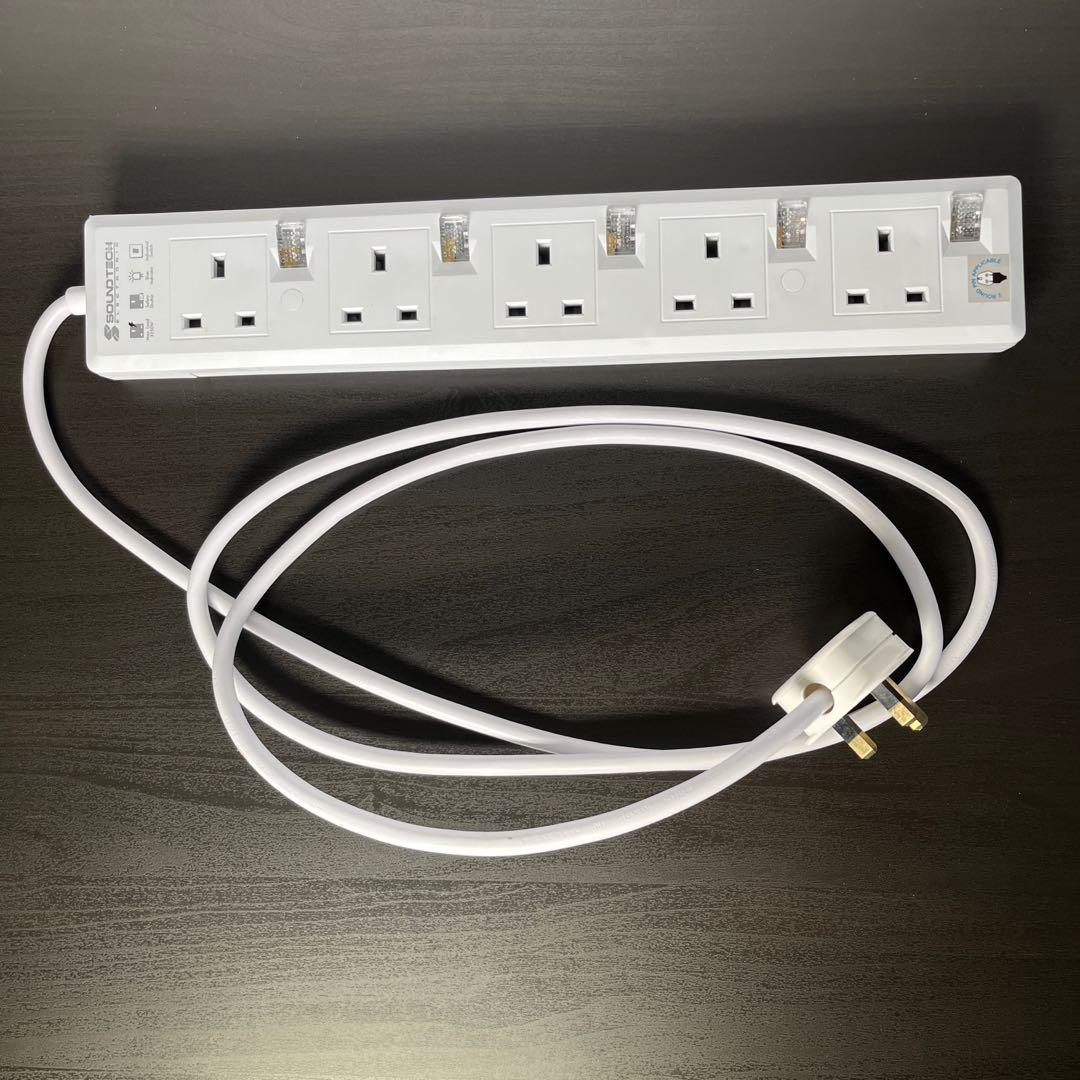 Sound Tech Electronic 5 Way Safety Extension Cord Socket 2M With Surge ...