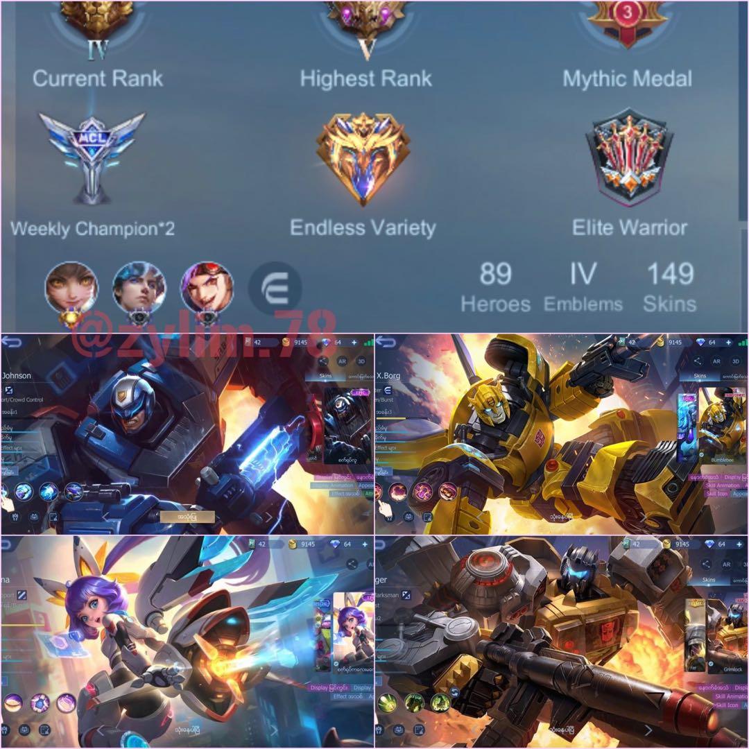 TRANSFORMER XBORG & ROGER MOBILE LEGENDS ACCOUNT#105 (READ DESCRIPTION ...