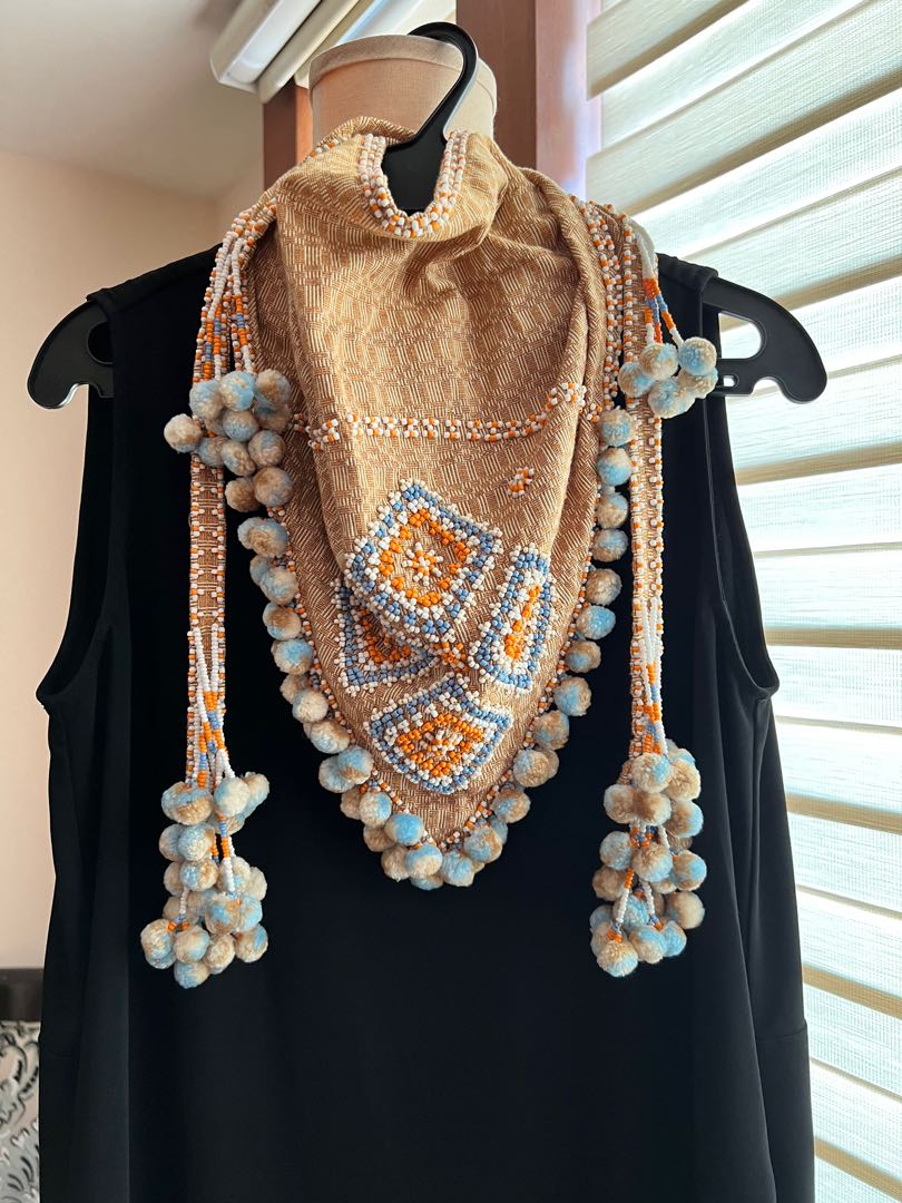 Zarah Juan Bupanda Scarf- Sandstone Brown and Powder Blue, Women's ...