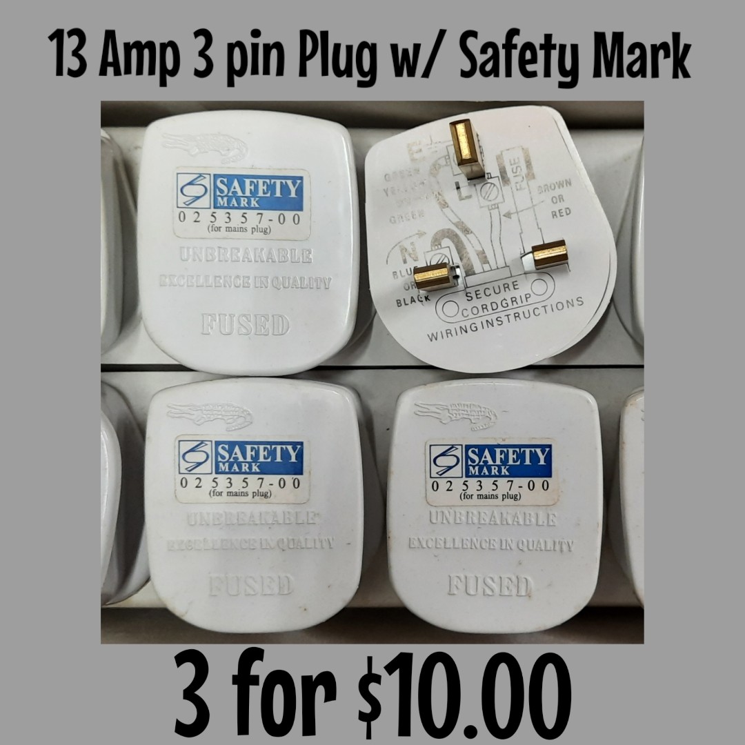 13 Amp 3 Pin Plug / Socket w/ Safety Mark, TV & Home Appliances ...