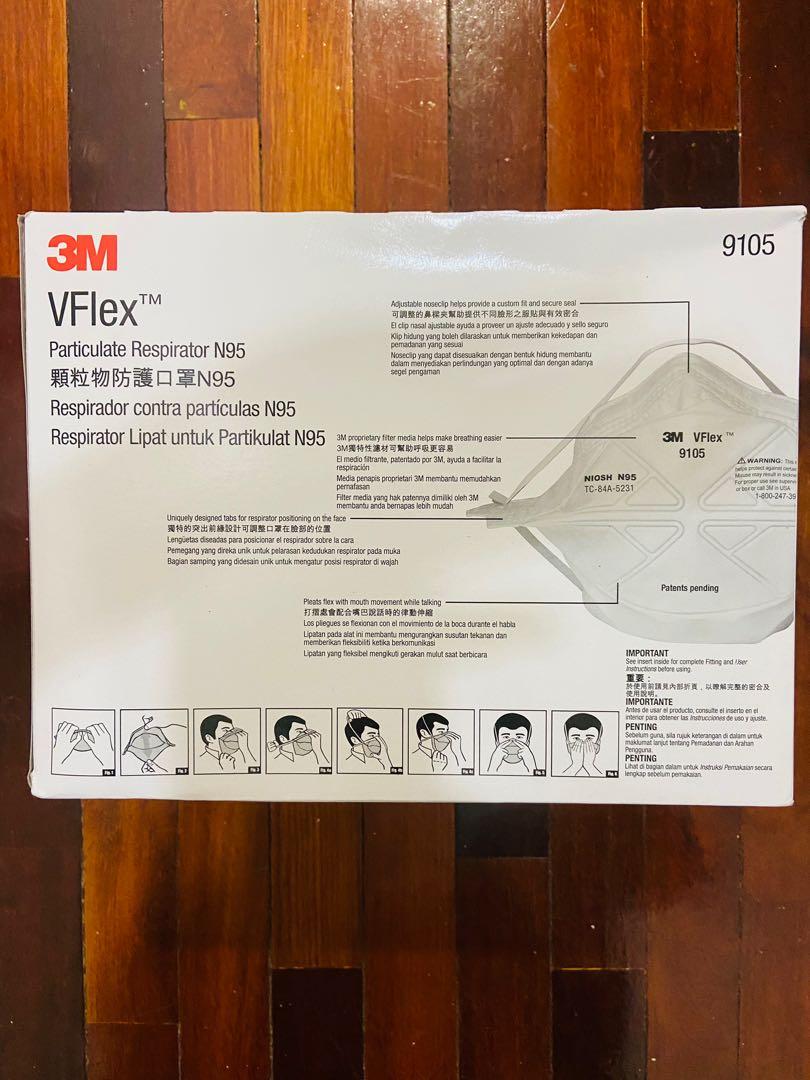 3M N95 VFlex 9105 Particulate Respirator-50pcs/box NIOSH Approved ...