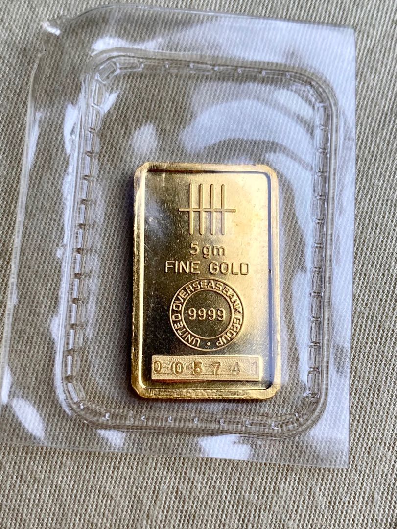 5g gold bar UOB Johnson Matthey, Hobbies & Toys, Memorabilia ...