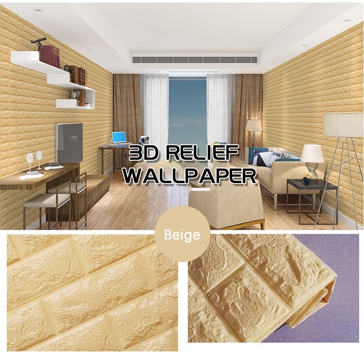 【6 Sheets】【self-adhesive】3D relief wallpaper Marble texturesolid color ...