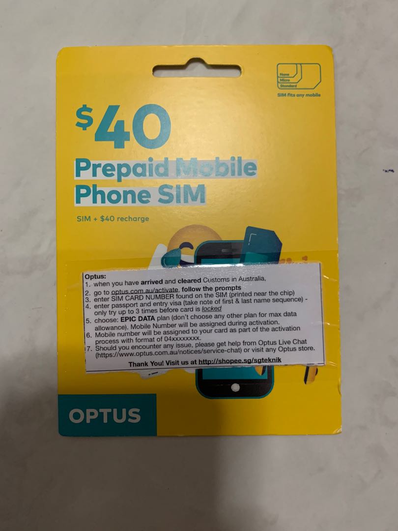 Australia Optus $40 Sim Card, Mobile Phones & Gadgets, Mobile & Gadget ...
