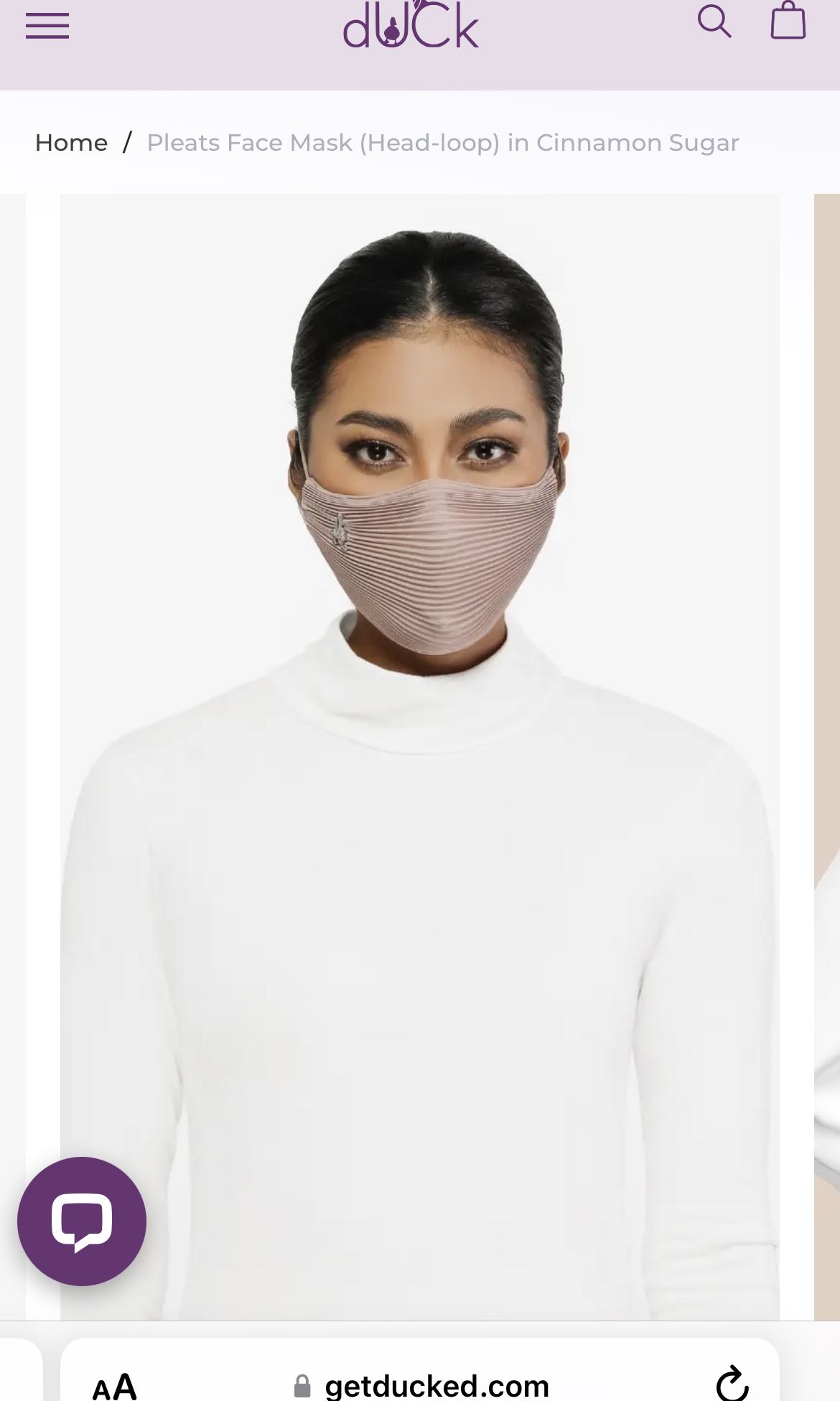 Authentic dUCk Pleats Face Mask (Head-loop) in Cinnamon Sugar, Women's ...