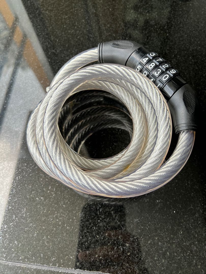 Bike Lock Elops 120 Cable Combination - Grey, Sports Equipment ...