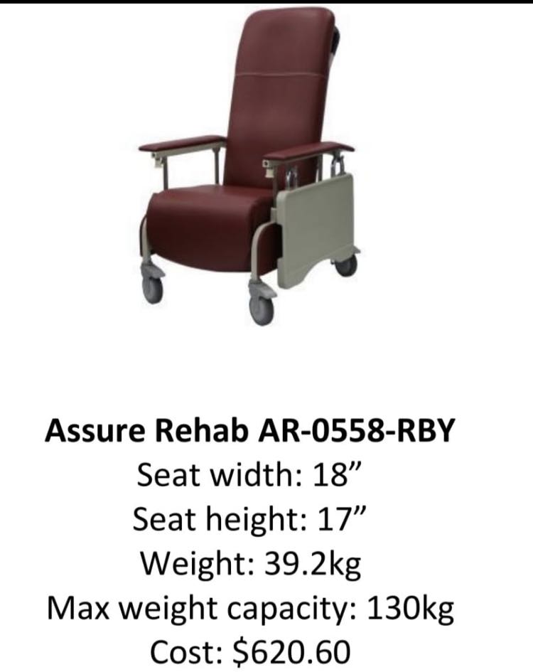 Geriatric Chair with Tray and Reclining Function, Health & Nutrition ...