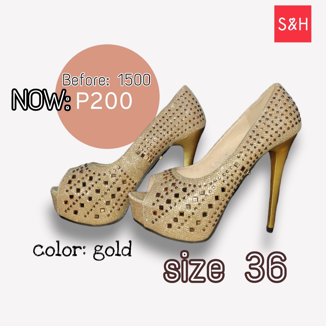 Gold high heels S&H mall pull out, Women's Fashion, Footwear, Heels on ...