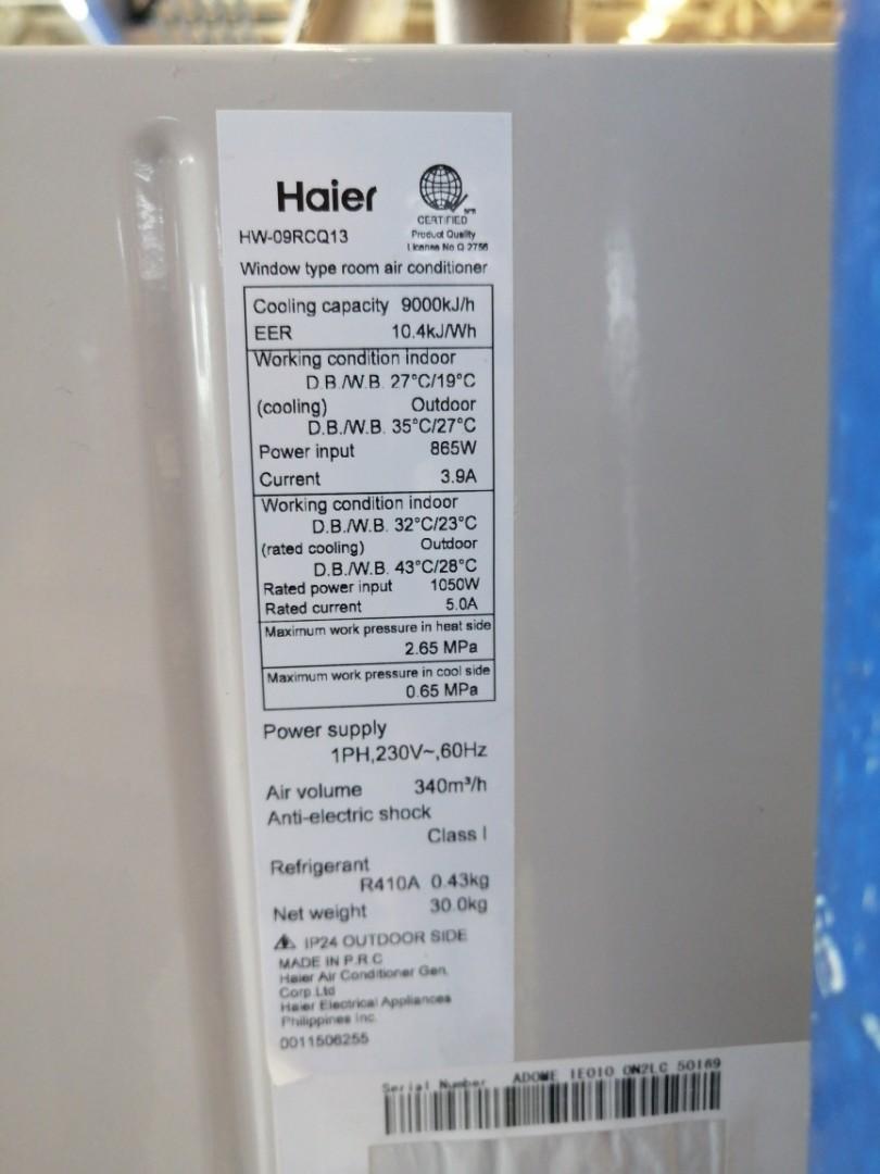Haier Window Type Aircon, TV & Home Appliances, Air Conditioning and ...