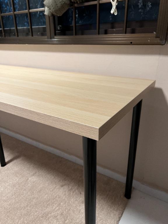 [IKEA] LAGKAPTEN / ADILS Desk, white stained oak effect/black 200x60 cm ...