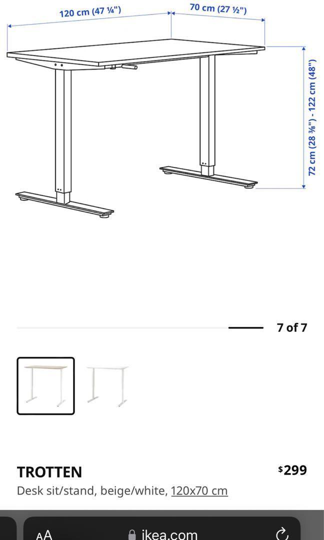 IKEA Trotten Sit/Stand Desk, Furniture & Home Living, Furniture, Tables ...
