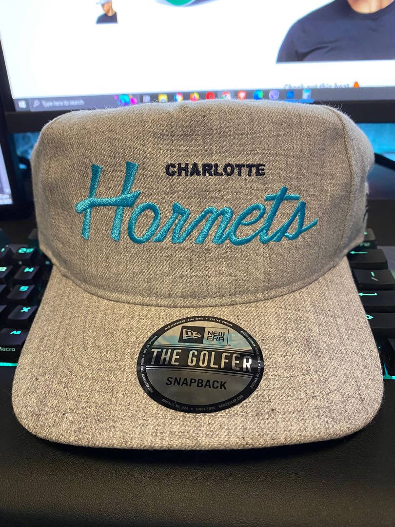 New Era Charlotte Hornets Script Old Golfer Snapback, Men's Fashion ...