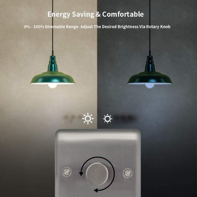 olloi LED-Dimmer-Switch 1 Gang 2-Way, Push on/Off Rotary Trailing Edge ...