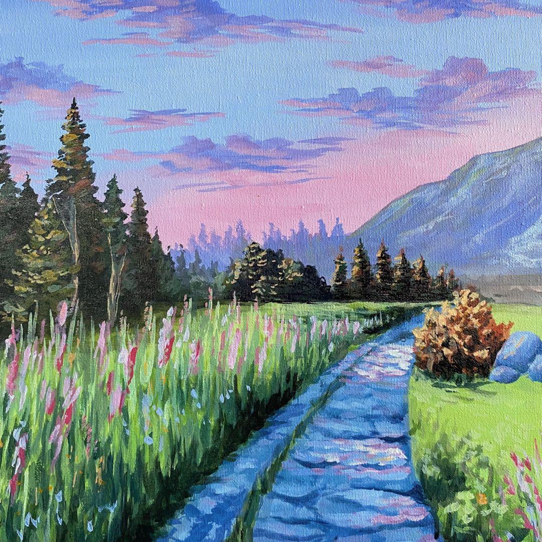 Stone Pathway Acrylic Canvas Painting, Hobbies & Toys, Stationary ...