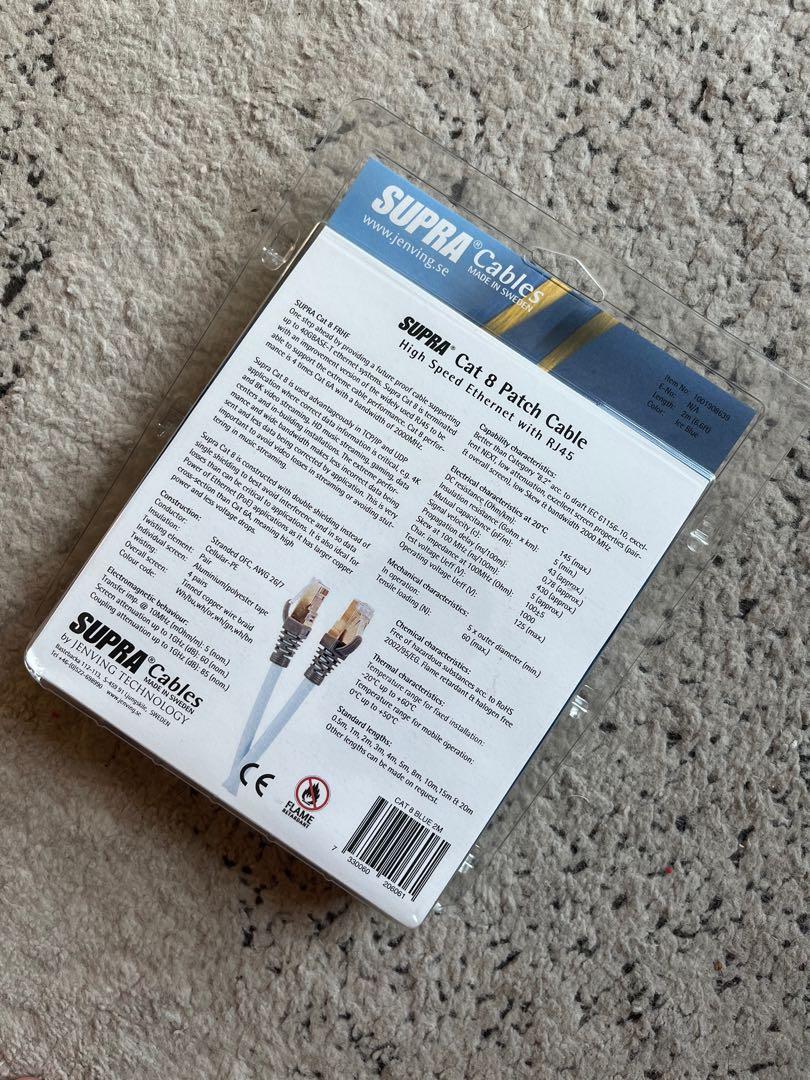 Supra cat 8 2m Ethernet audiophile cable affordable, Audio, Other Audio ...