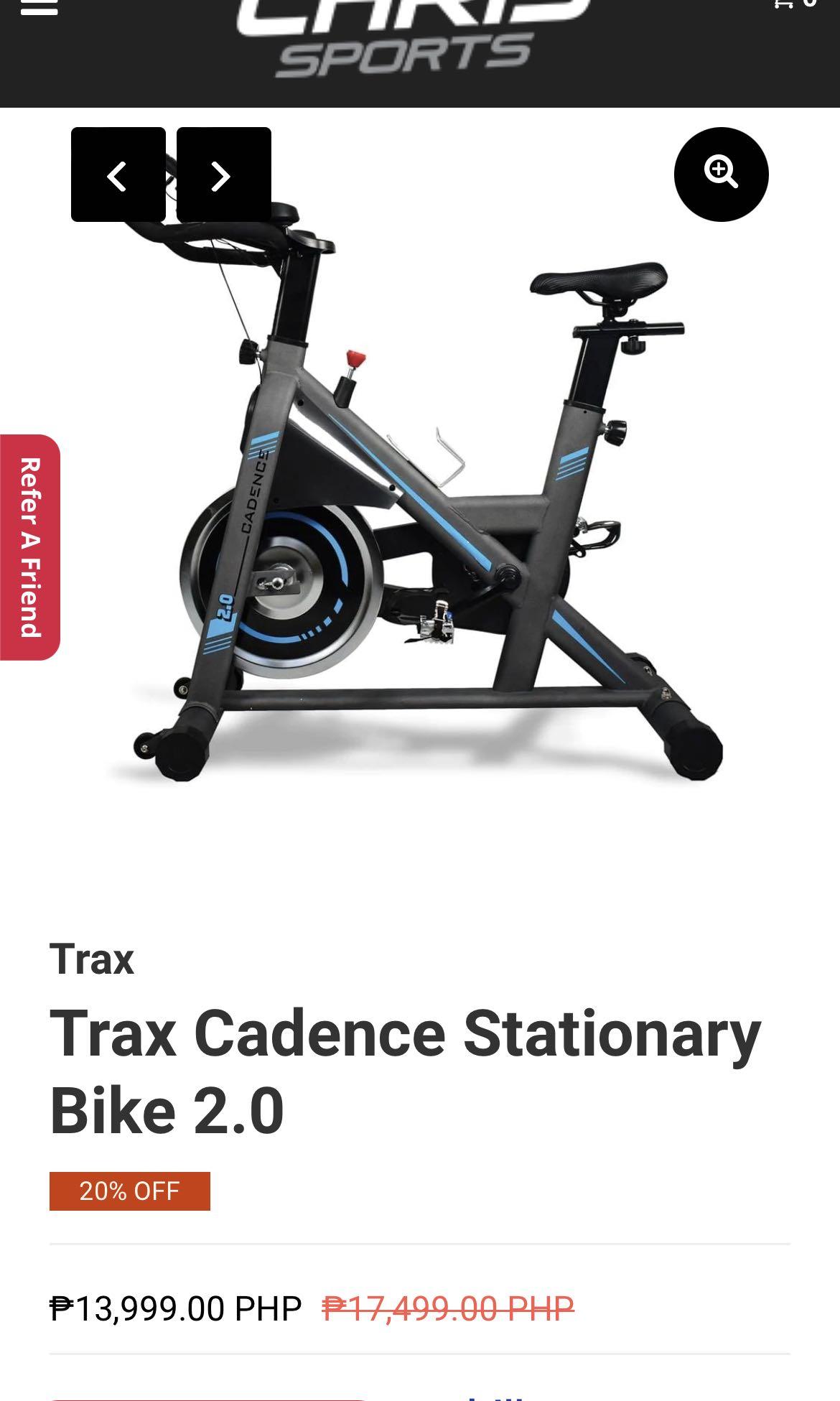 Trax Cadence Stationary Bike 2.0, Sports Equipment, Exercise & Fitness ...