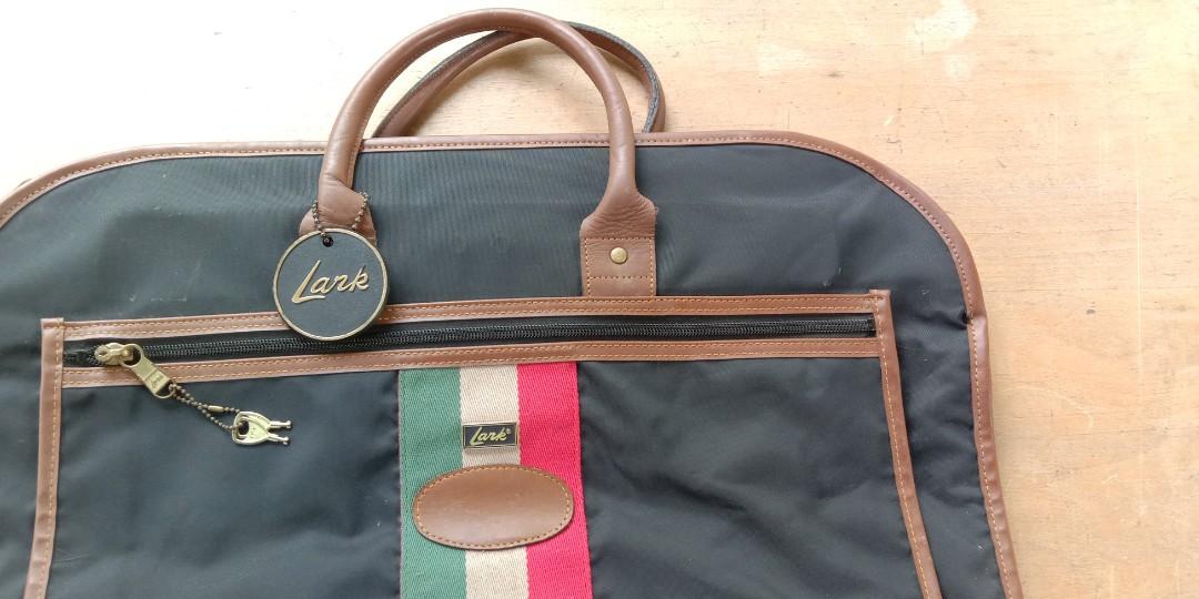 Vintage Lark luggage garment bag hanging suit dress suitcase with key ...