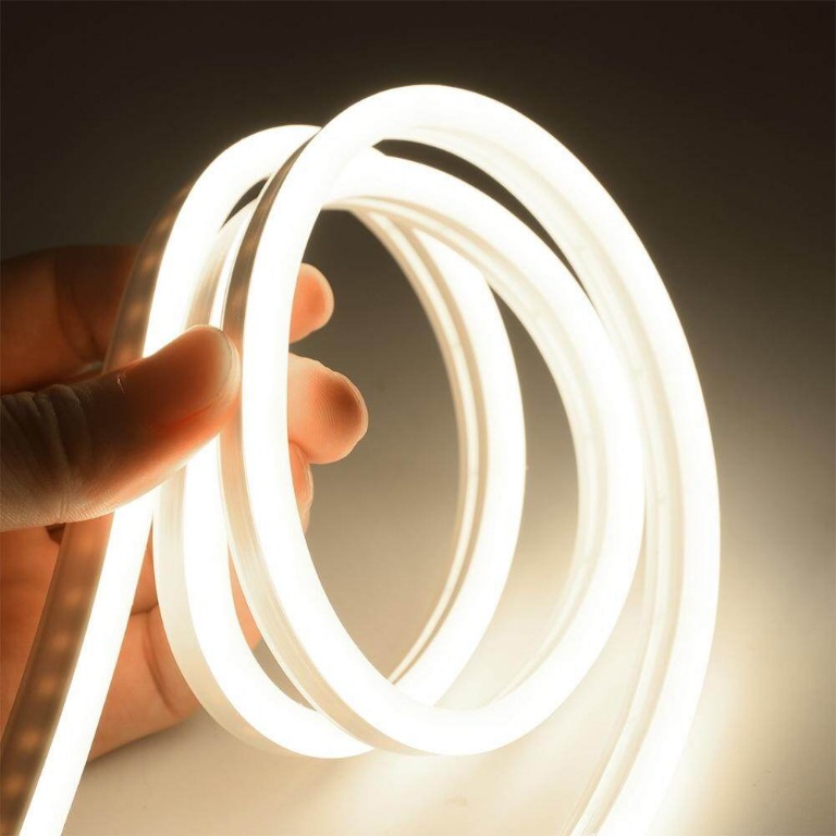 3 Pin Plug 5M 12V Narrow Neon light 6mm LED Strip SMD 2835 120LED/M Bend Flexible Rope Tube ...