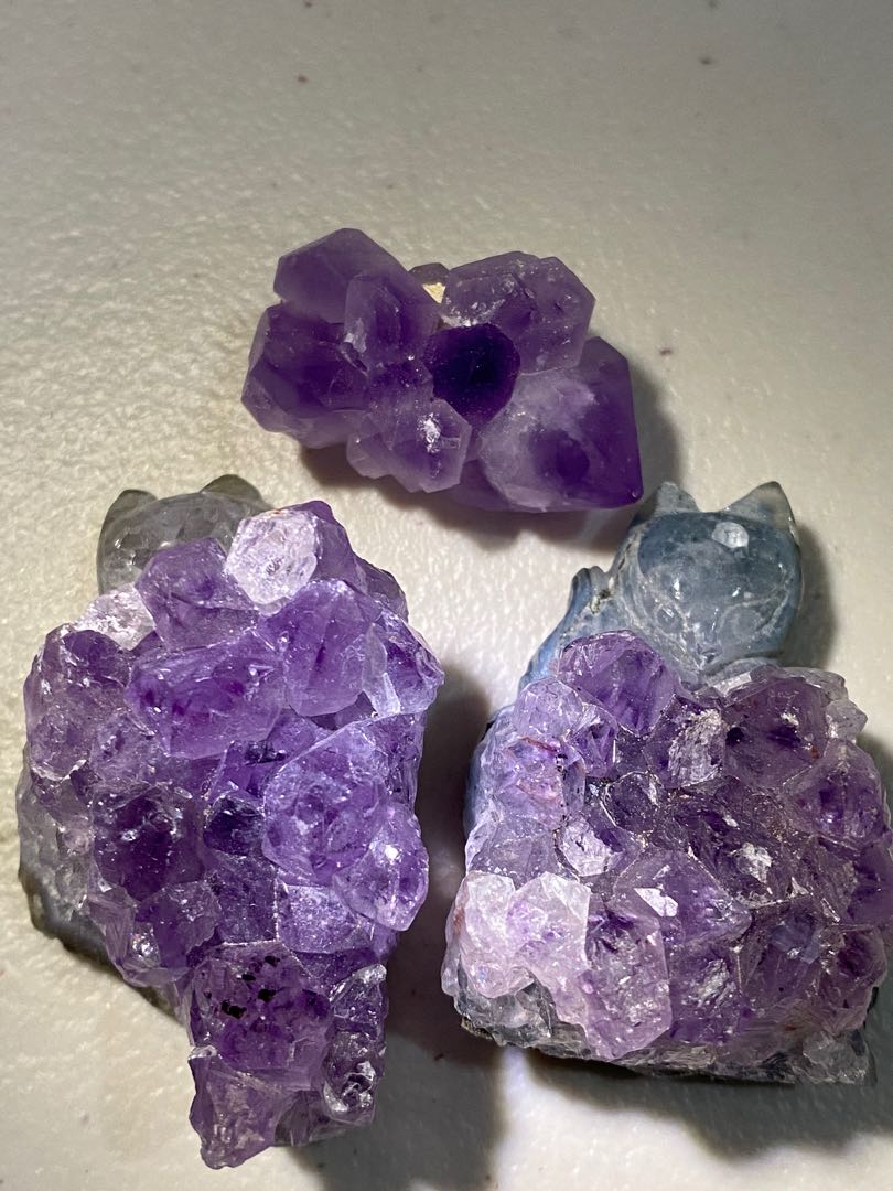 Amethyst Cluster (Fox Base Carving) Set, Women's Fashion, Jewelry ...