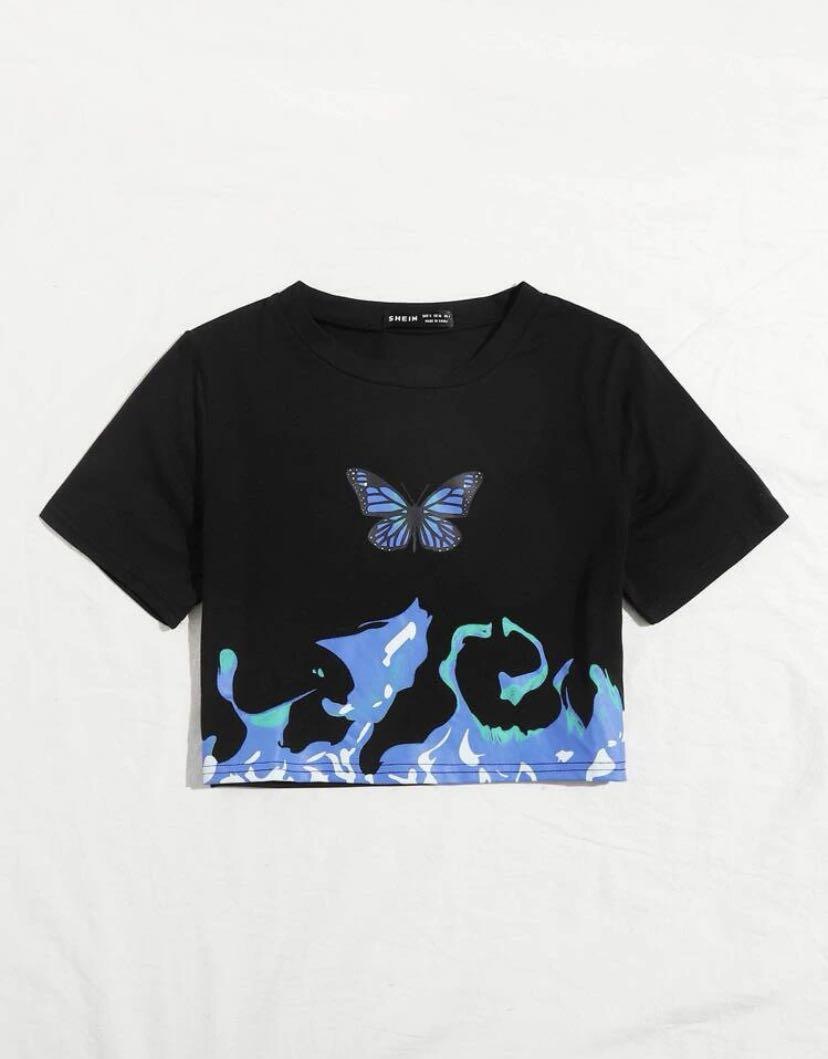 butterfly crop tops, Women's Fashion, Tops, Blouses on Carousell