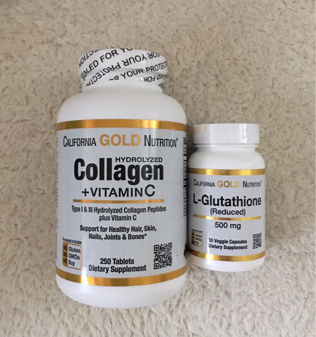 CGN Collagen type I & III & Vitamin C 250 tabs + Glutathione reduced ...