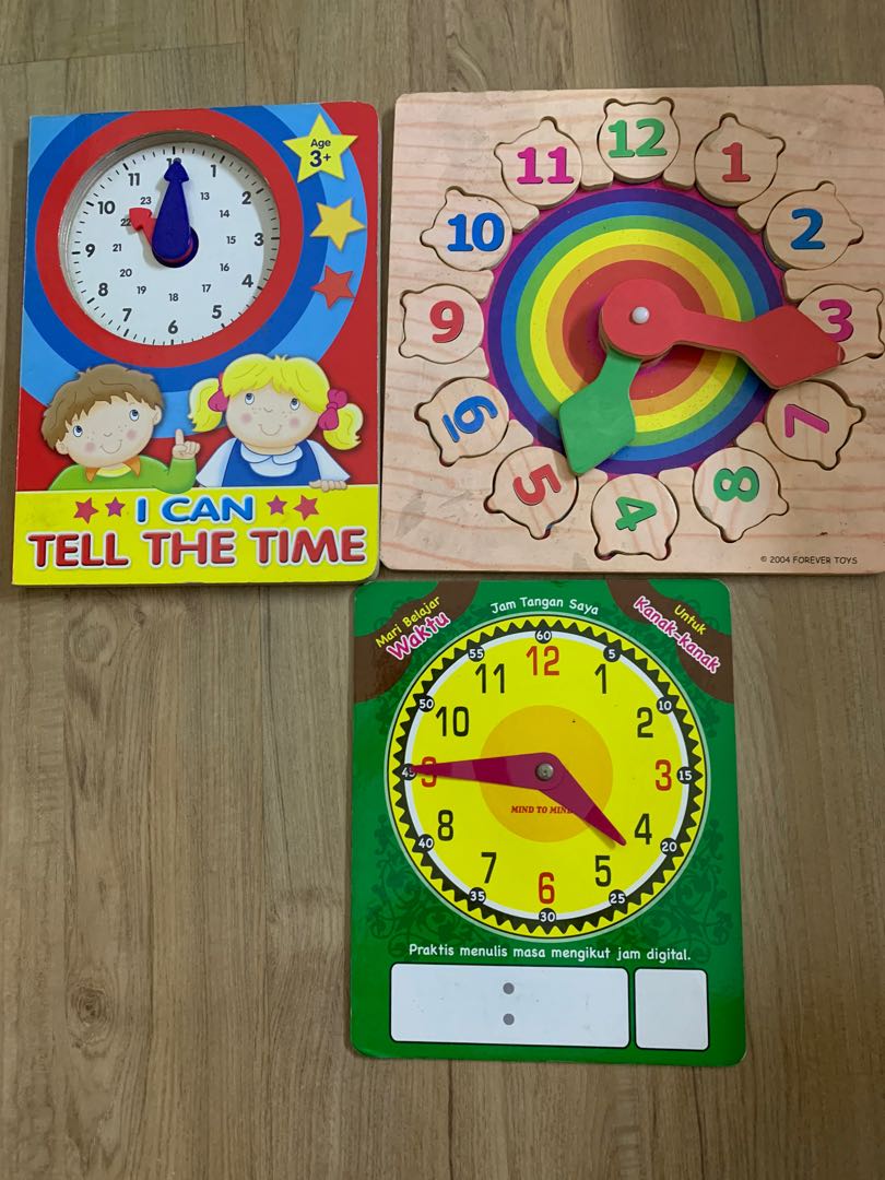 Wooden Clock toy telling time hardcover book , Hobbies & Toys, Toys ...