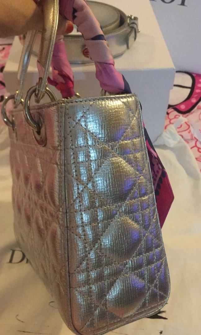 DIOR Silver Lady Dior, Luxury, Bags & Wallets on Carousell