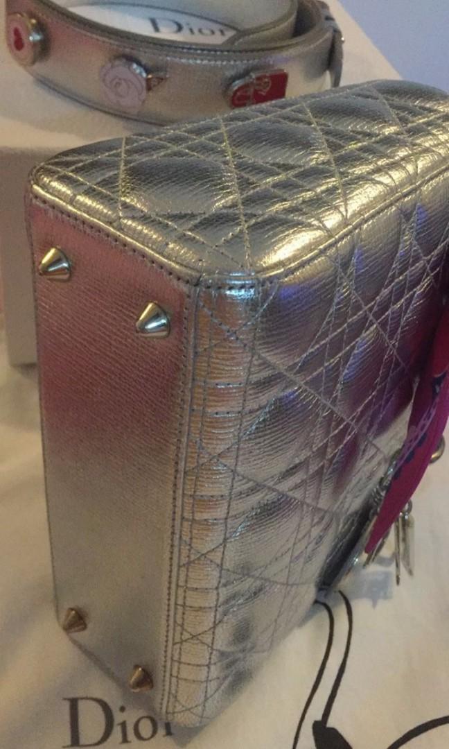 DIOR Silver Lady Dior, Luxury, Bags & Wallets on Carousell