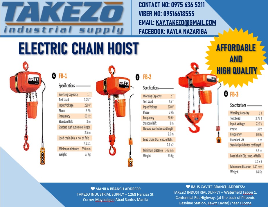 ELECTRIC CHAIN HOIST, Commercial & Industrial, Construction Tools ...