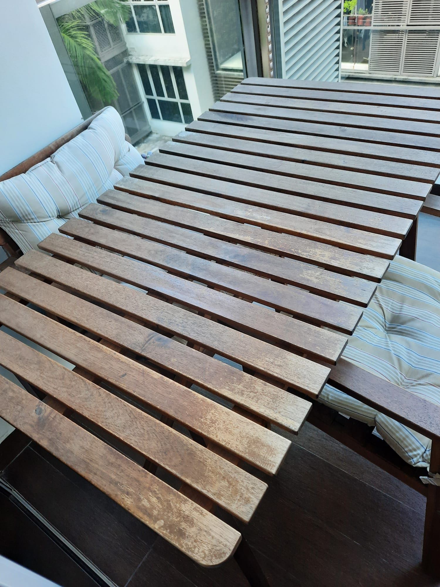 Ikea Falholmen table with 4 chairs with armrests, Furniture & Home ...