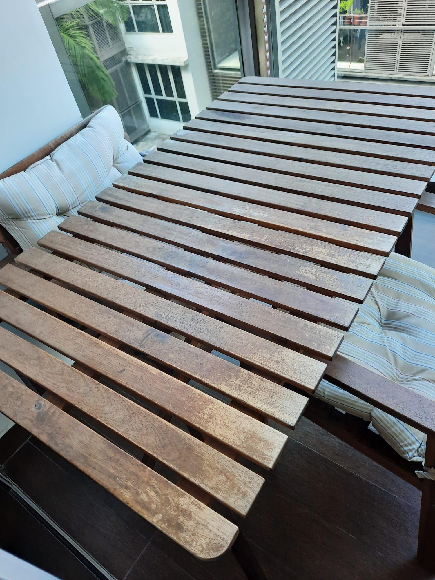 Ikea Falholmen table with 4 chairs with armrests, Furniture & Home ...